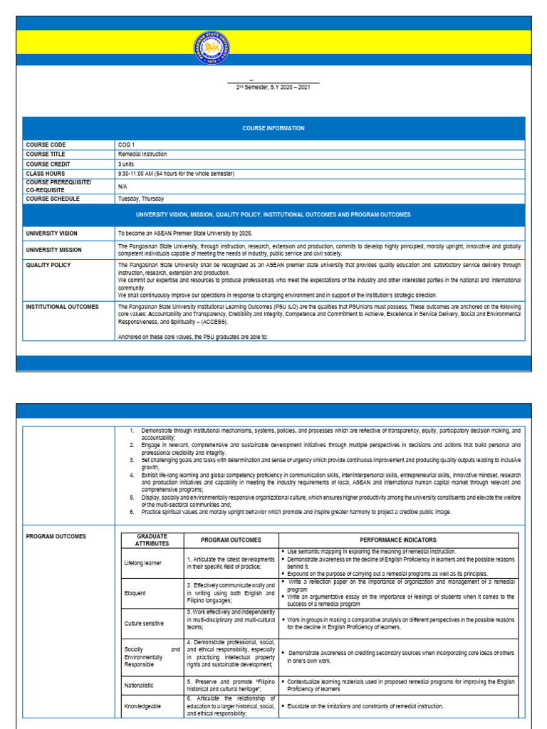 Cog 1 Remedial Instruction | PDF