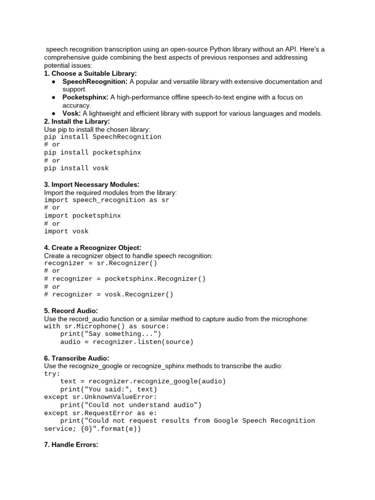 Speech Recognition Transcription With Open Source ... | PDF | Speech Recognition | Library ...