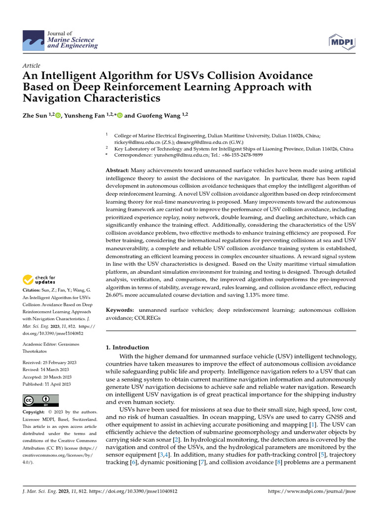 An Intelligent Algorithm For USVs Collision Avoidance Based On Deep ...