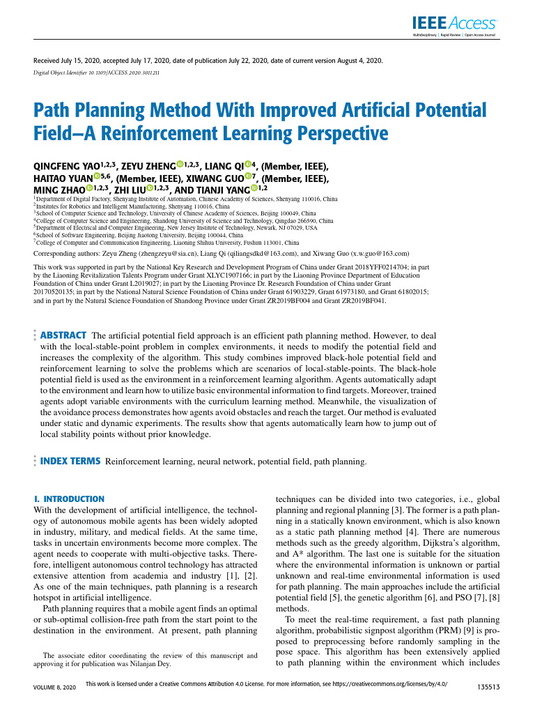 Path Planning Method With Improved Artificial Potential FieldA Reinforcement Learning ...