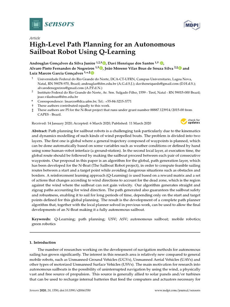 High-Level Path Planning For An Autonomous Sailboat Robot Using Q ... High-Level Path Planning For An Autonomous Sailboat Robot Using Q ...