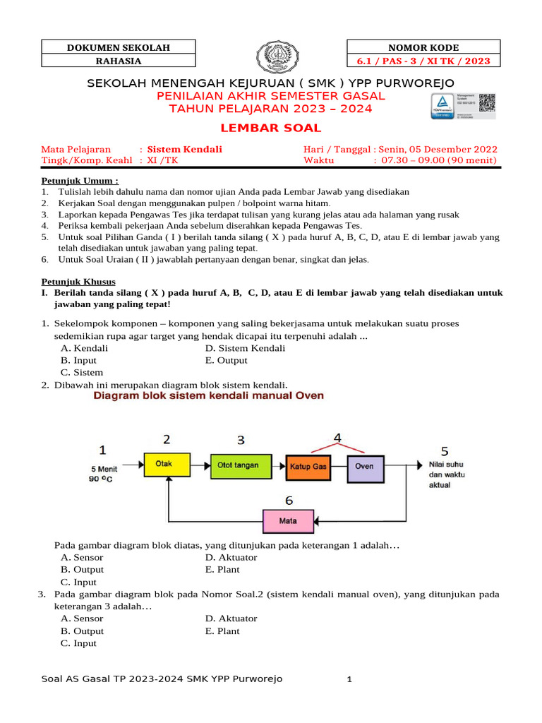 Soal Pas SK Kelas Xi 2023-2024 Semester Gasal | PDF