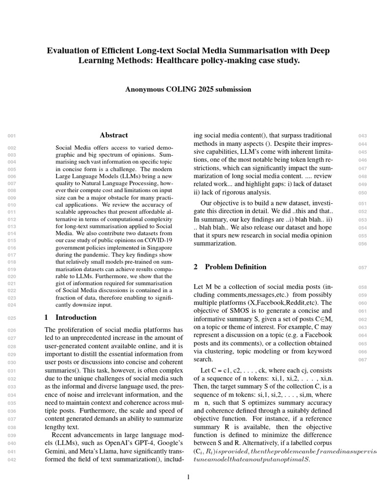 Long Context Social Media Text Summarization Pdf