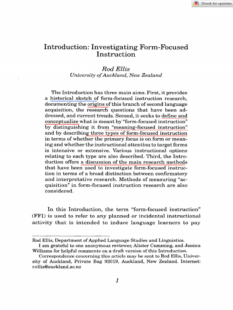 Language Learning - 2005 - Ellis - Introduction Investigating Form Focused Instruction | PDF