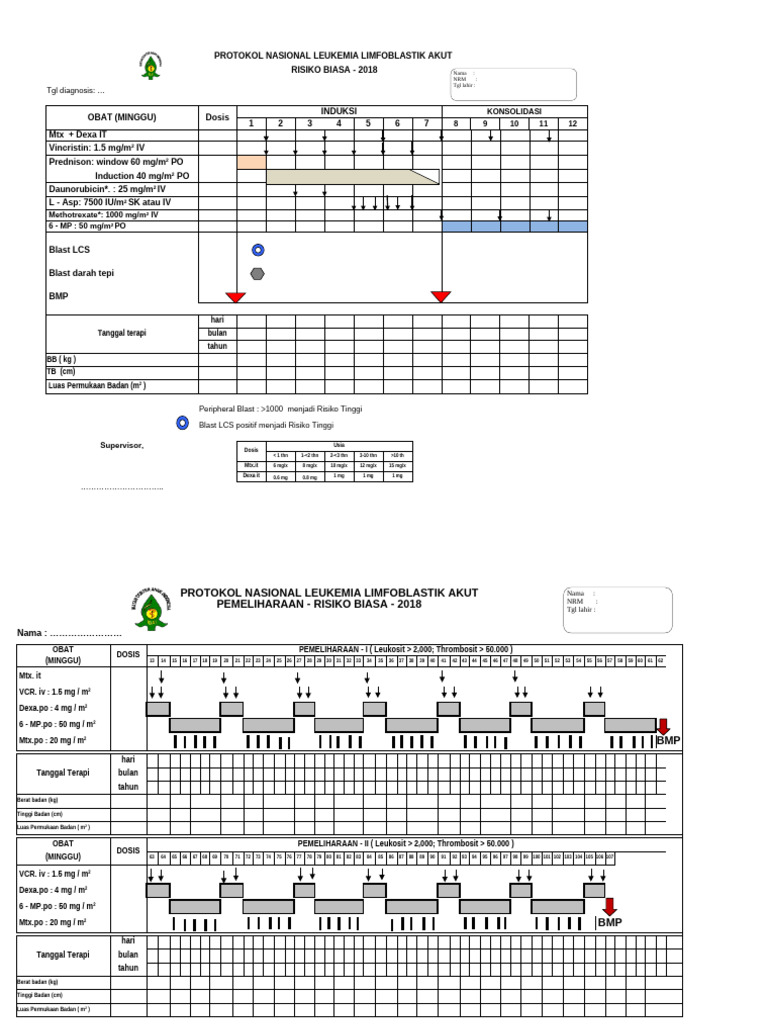 Protokol Leukima Limfoblastik Akut 2018 | PDF