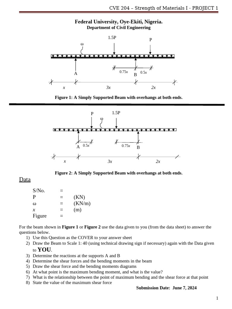 Project 1 - Civil Engineering 2024 | PDF | Bending | Beam (Structure)