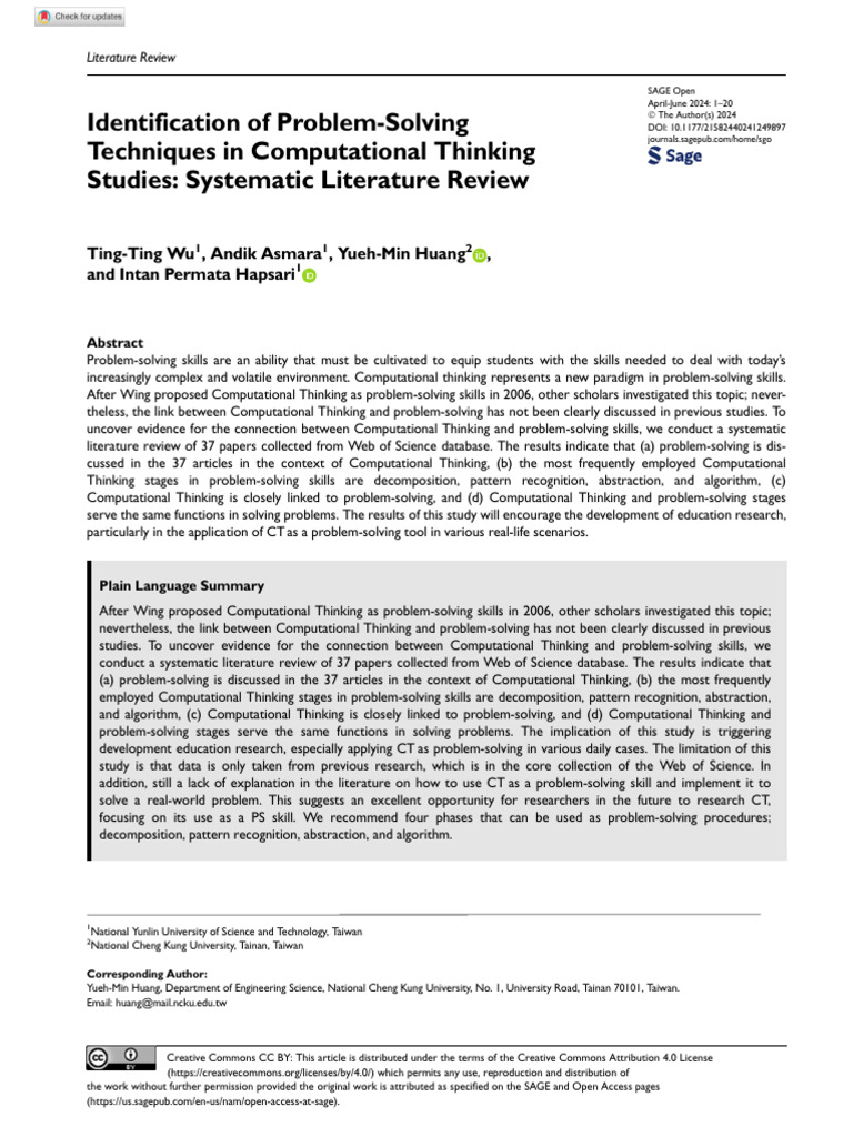 Wu Et Al 2024 Identification of Problem Solving Techniques in ...