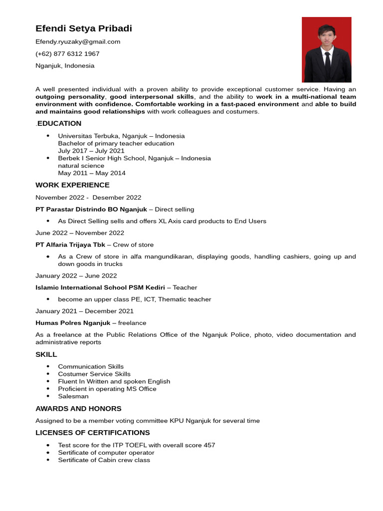 Efendi Setya Pribadi: Education | PDF