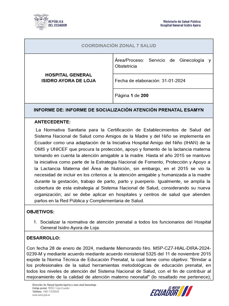 Atencion Prenatal Esamyn | PDF