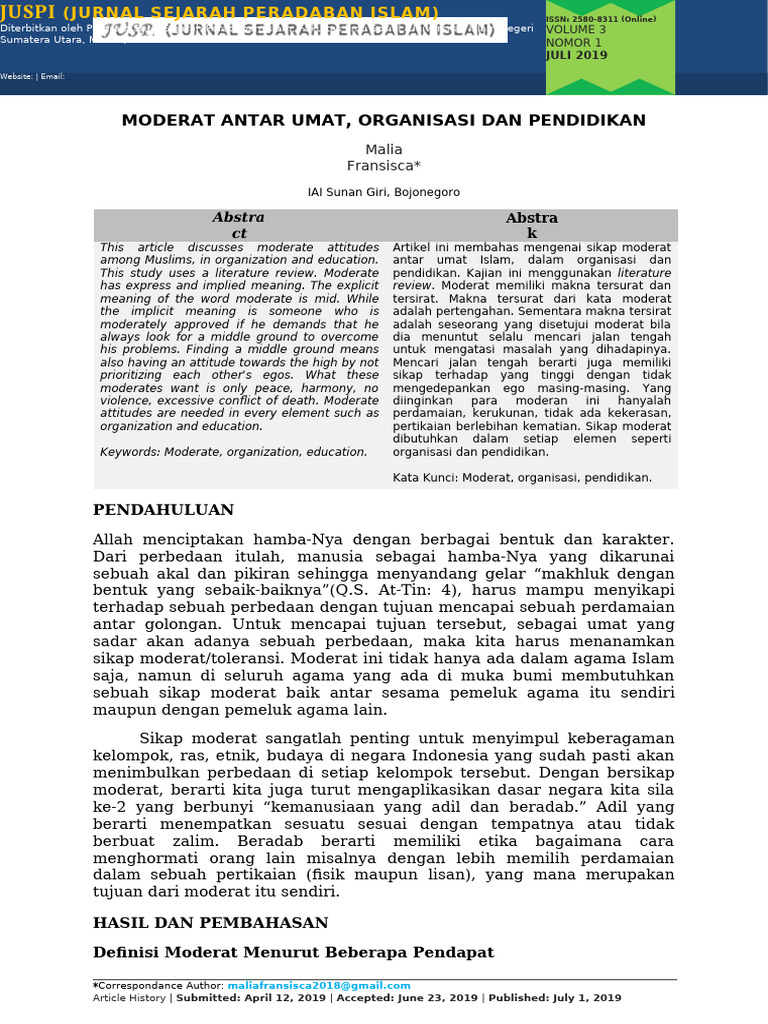 Jurnal Islam Moderat | PDF