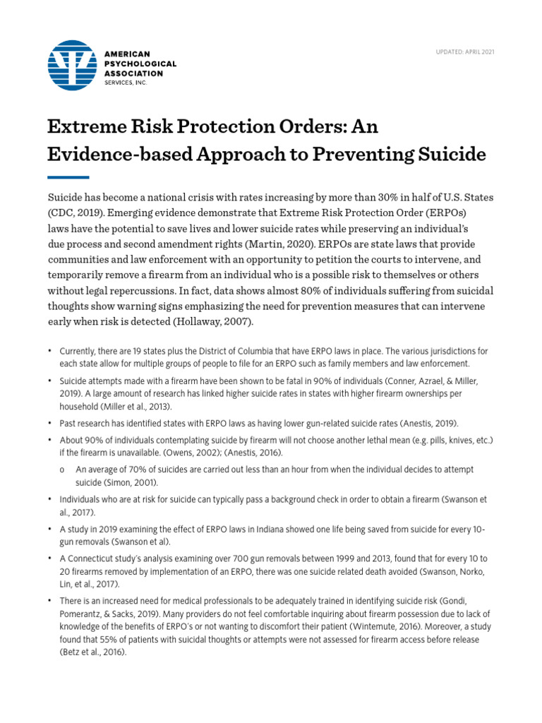 Extreme Risk Protection Orders Suicide | PDF