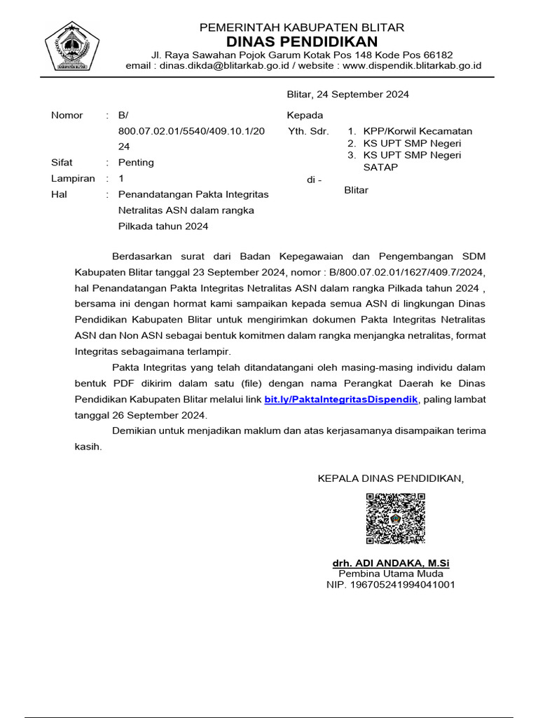20240924185703DISDIK - Surat Edaran Himbauan Terkait Penandatangan Pakta Integritas Netralitas ...