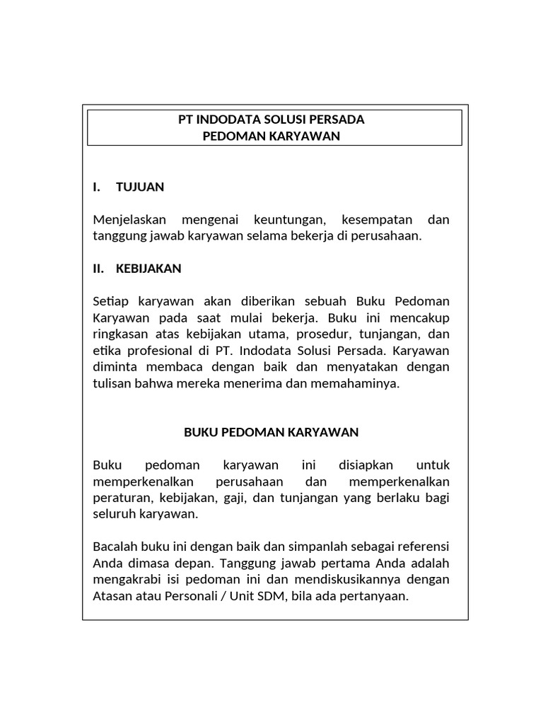 Pedoman Karyawan | PDF