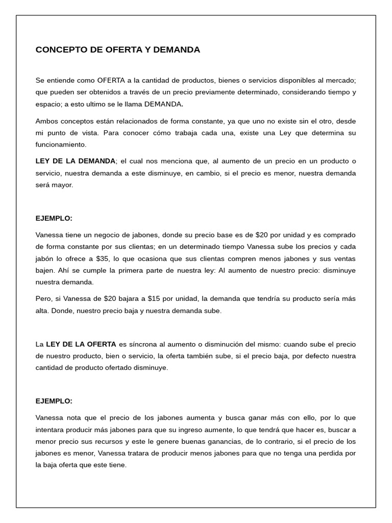 Concepto de Oferta y Demanda | PDF
