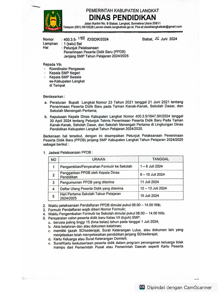 Petunjuk Pelaksanaan PPDB | PDF