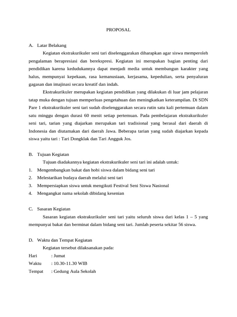 Proposal Ekstrakurikuler | PDF