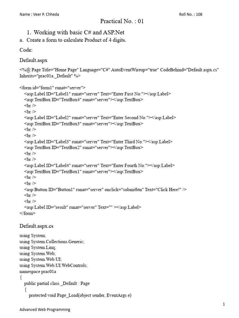 Veer AWP Practical Print | PDF