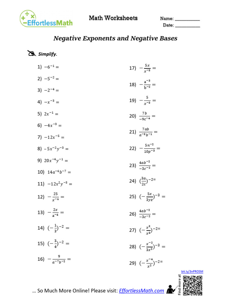 课时1练习5 Negative Exponents and Negative Bases | PDF