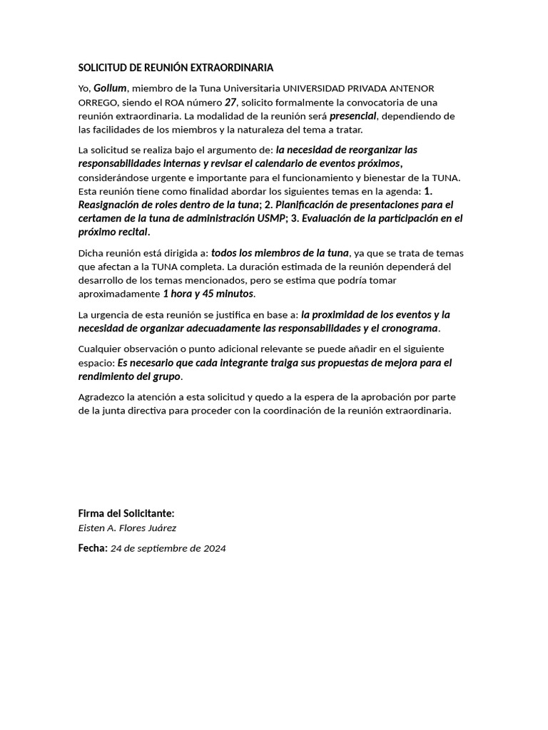 Ejemplo Formato para Solicitar Reunión | PDF