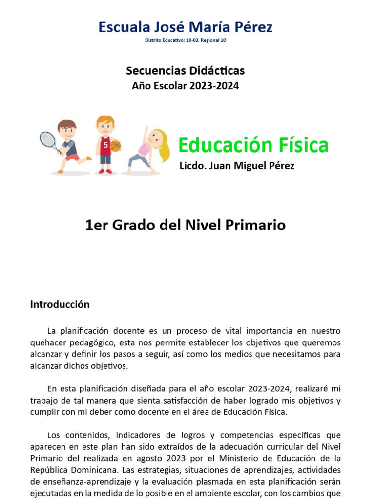 Educ. Fisica 1ro Primaria | PDF