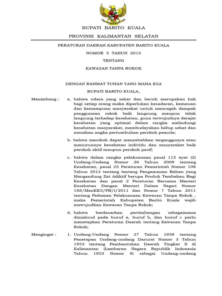 Perda-5-Thn-2015 KTR Batola | PDF