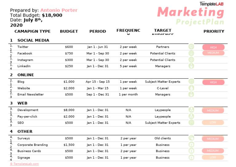 Marketing Project Plan Template | PDF
