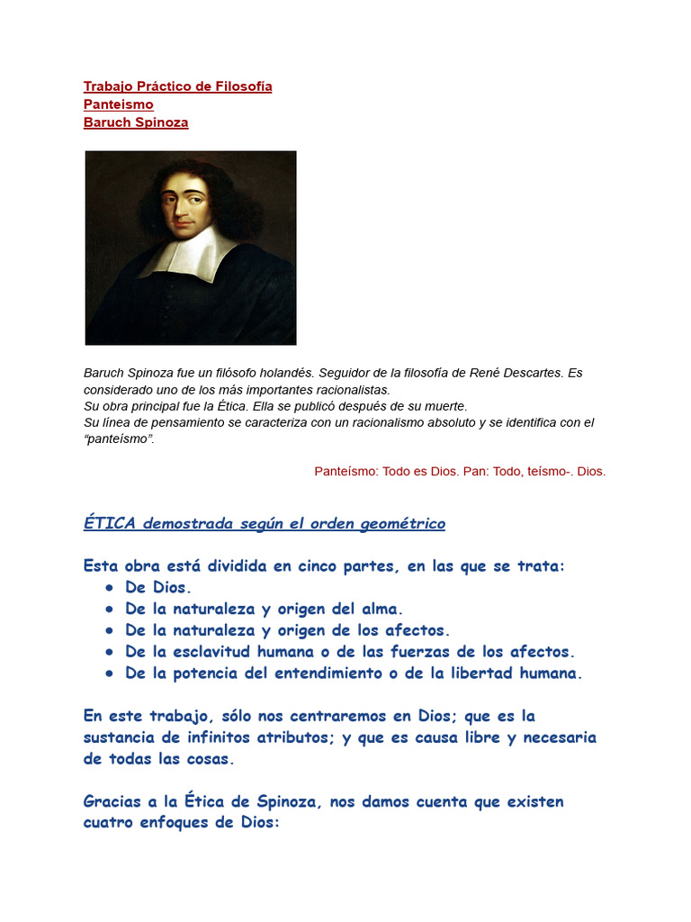 Baruch Spinoza, Panteísmo | PDF
