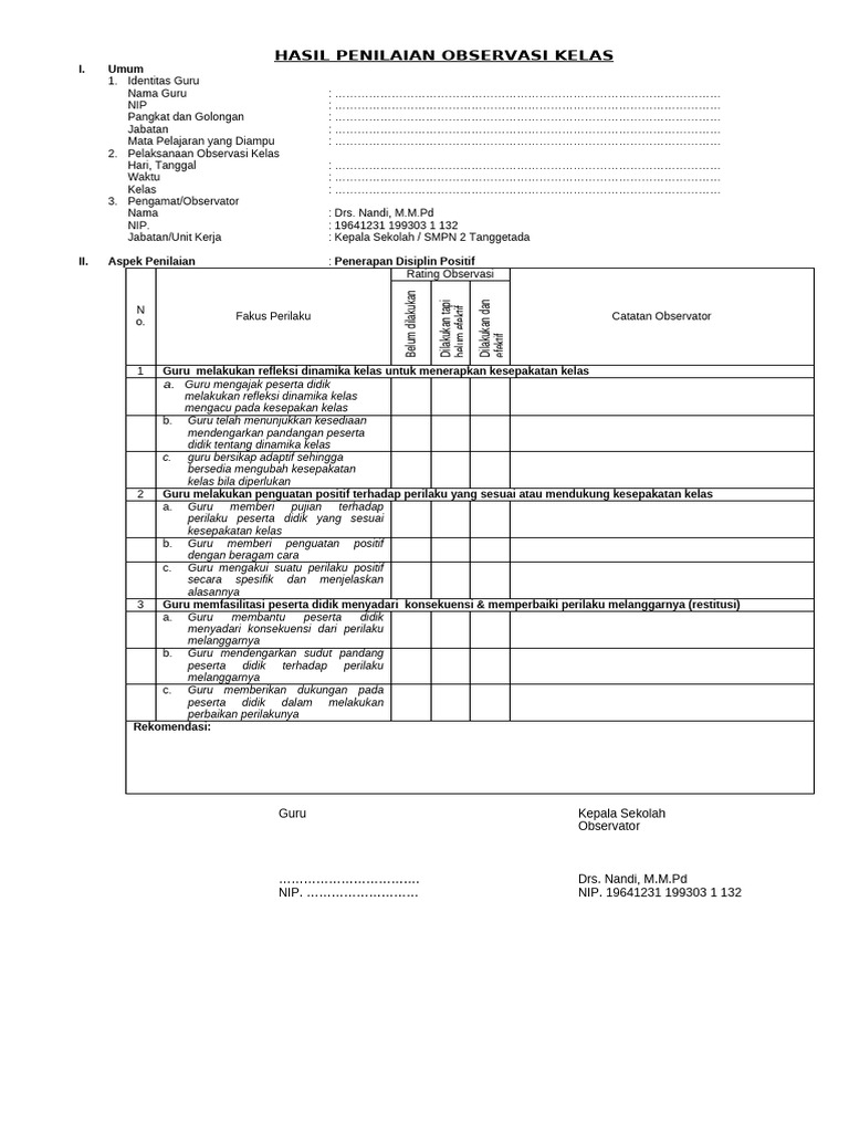 Form Observasi | PDF