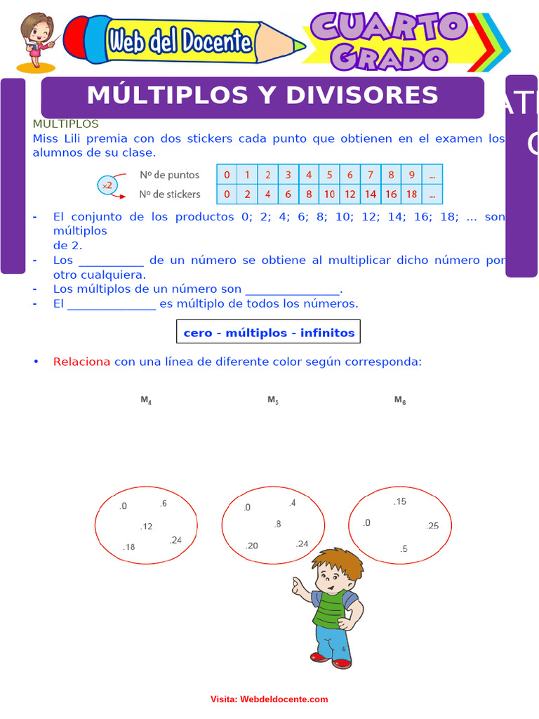Múltiplos y Divisores para Cuarto Grado de Primaria | PDF