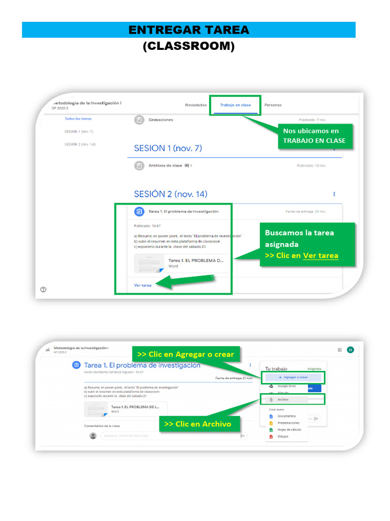 Manual - Entrega de Tareas - Classroom | PDF