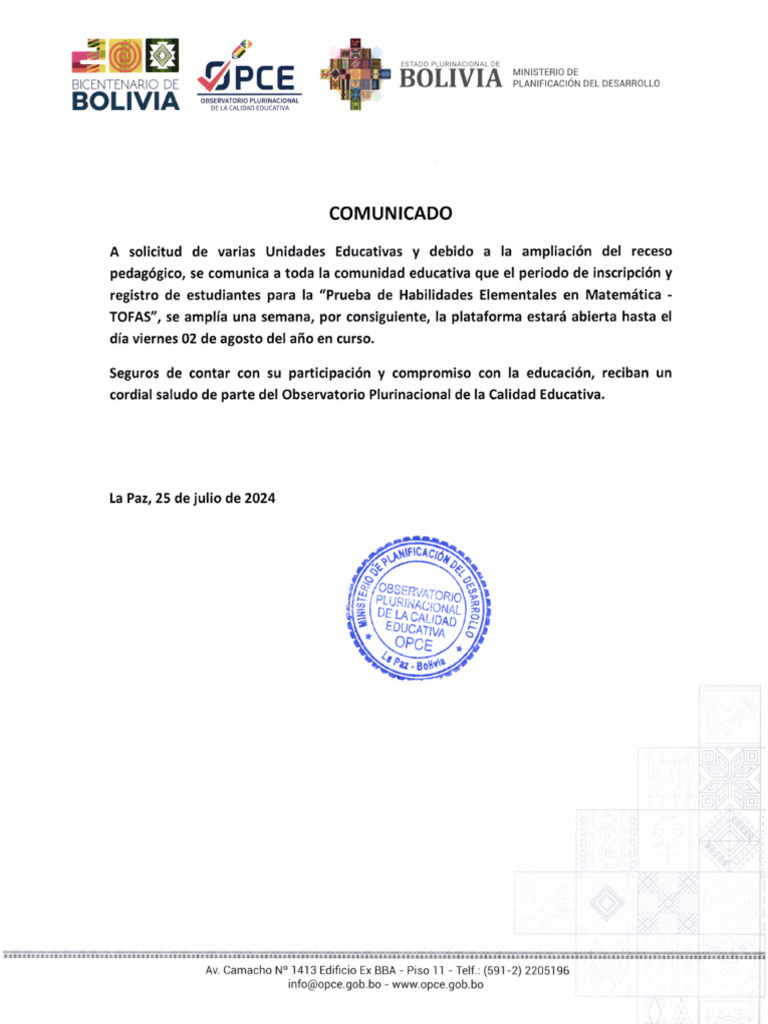 Comunicado 1 | PDF