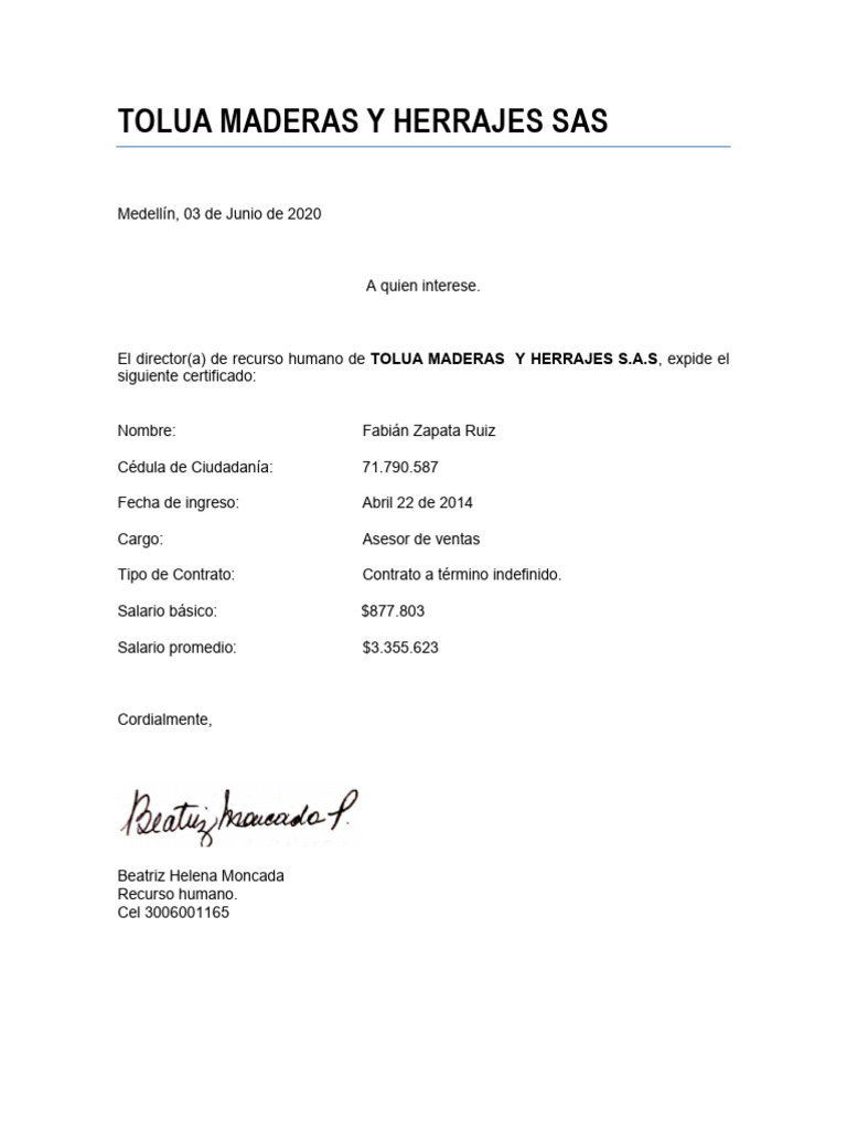 Certificacion Tolua | PDF
