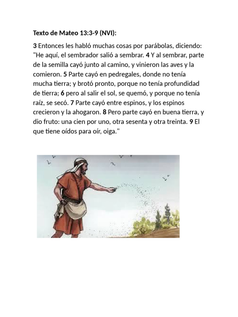 Texto de Mateo 13 | PDF | Parábolas de Jesús | Evangelio de Mateo