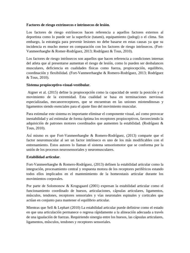 Factores de Riesgo Extrínsecos e Intrínsecos de Lesión | PDF