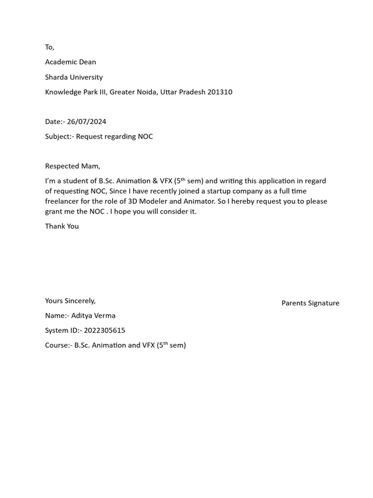 Application NOC | PDF