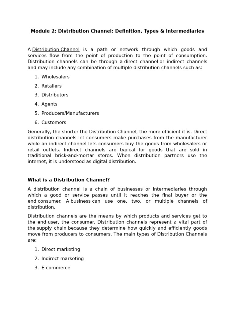 Distribution Channel and Channel Management | PDF
