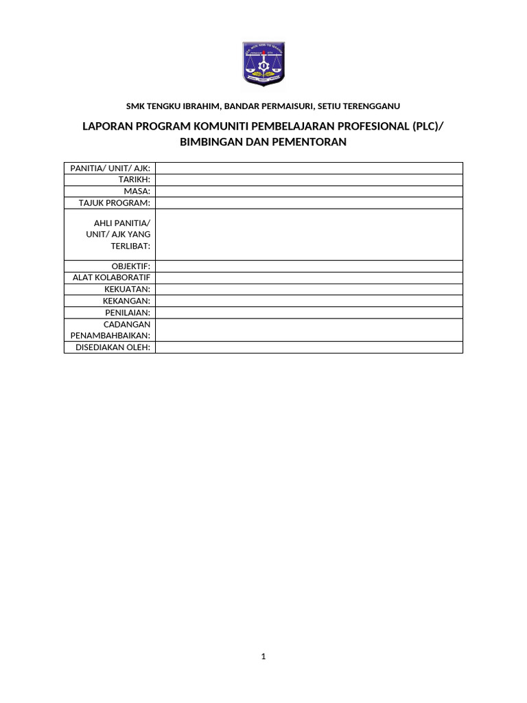 Borang Laporan PLC Dan Pementoran | PDF