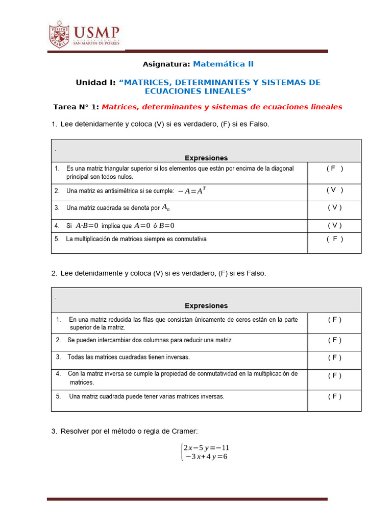 Módulo 1 - Tarea #1 - Matemática II | PDF