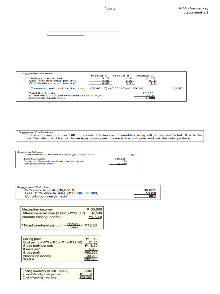 Answer Key Ass1 2 MS | PDF