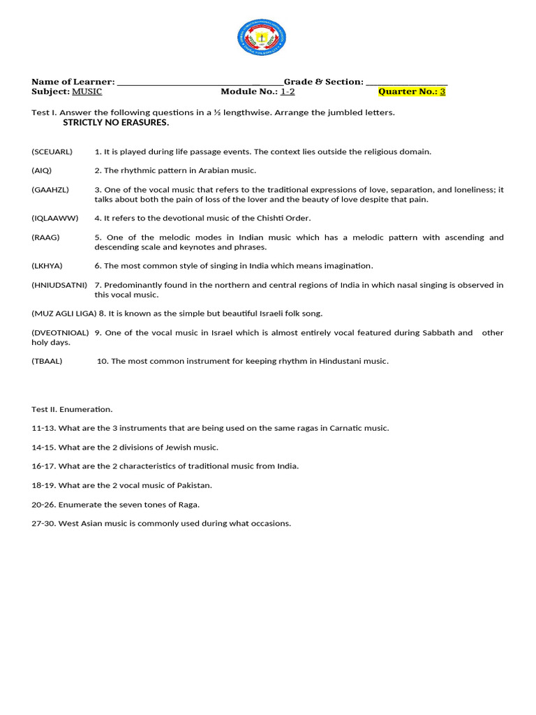 LAS Q3 Music MODULE 1 2 | PDF