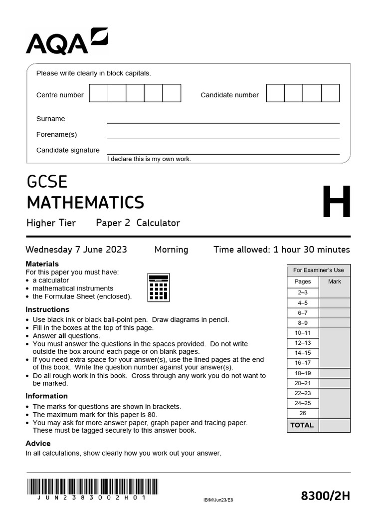 IGCSC AQA Jun23 p2 | PDF | Sphere | Geometry