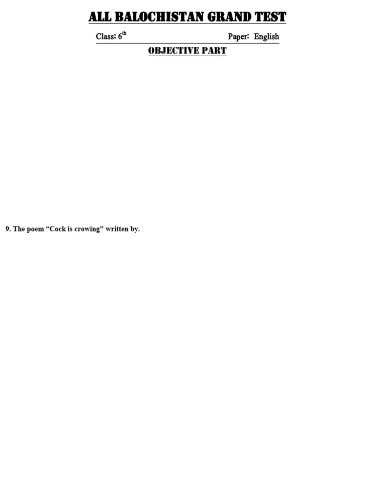 All Balochistan Grand Test English | PDF