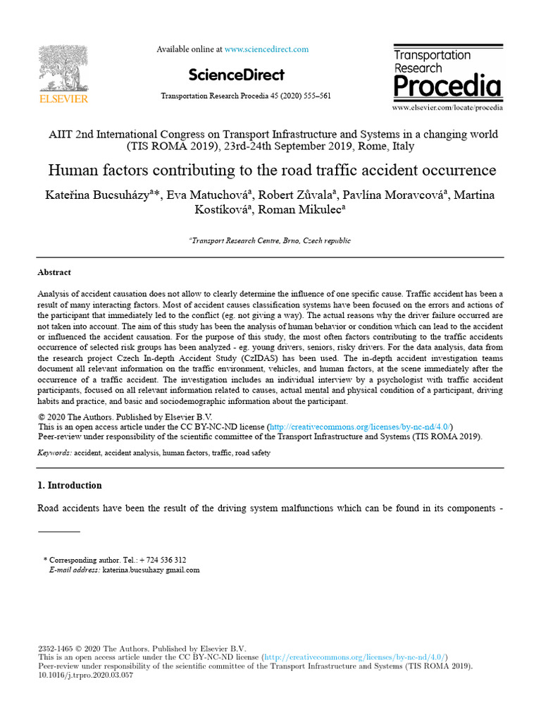 Human Factors Contributing To The Road Traffic Acc | PDF