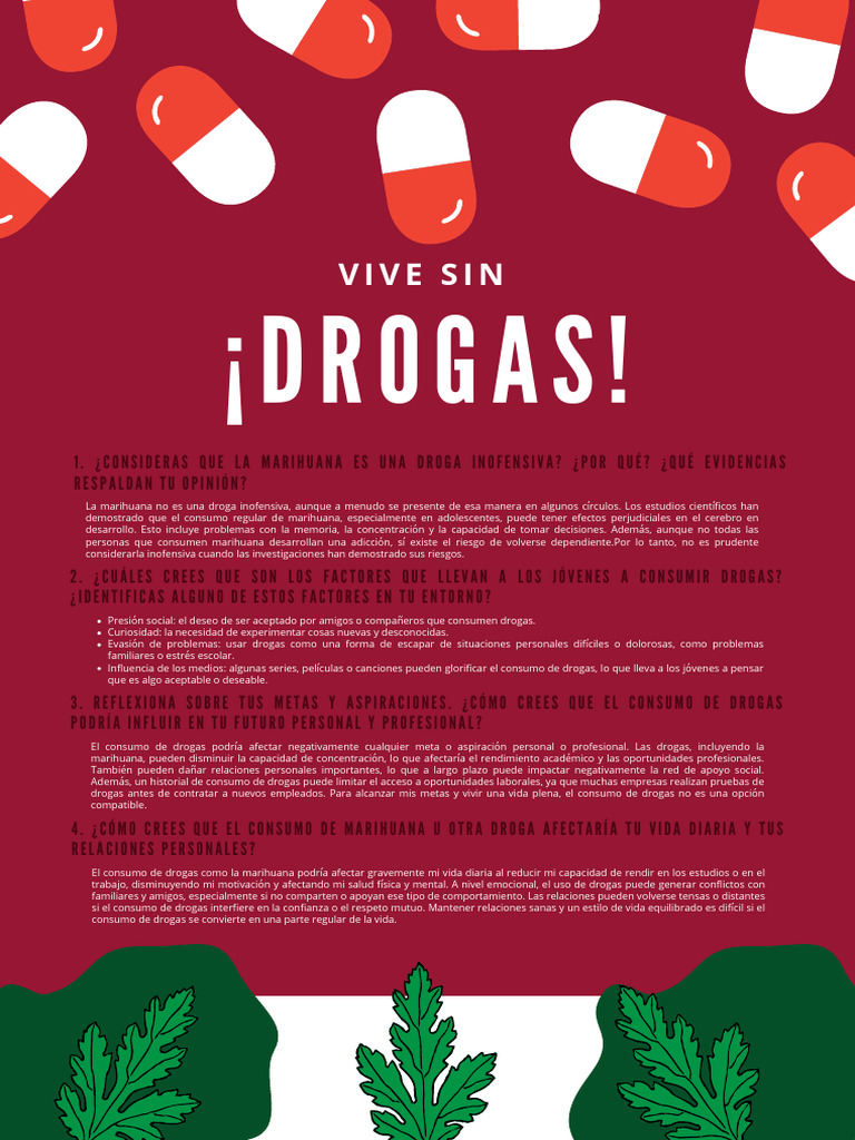 Póster de Conciencia Sobre Drogas Ilustrado Rojo | PDF
