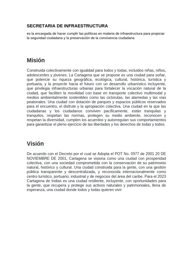 Secretaria de Infraestructura | PDF