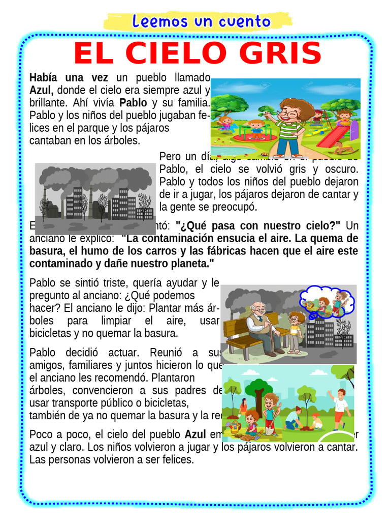 Ficha Leemos Un Cuento El Cielo Gris Maestra Janet | PDF