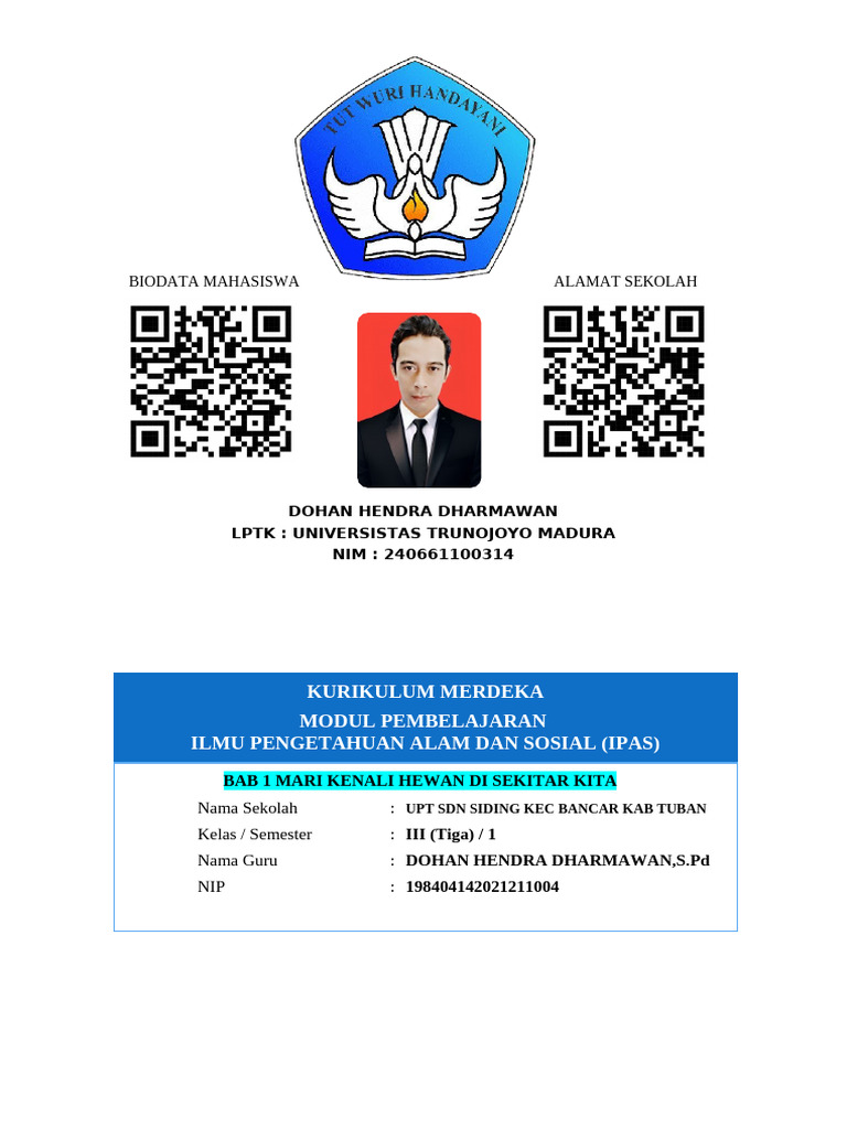 New Dohan Hendra Dharmawan Modul Ajar Ipas 3 Bab 1 Sem 1 2024 | PDF