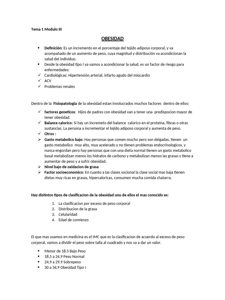 Tema 1 Modulo 3 - Adiposidad | PDF