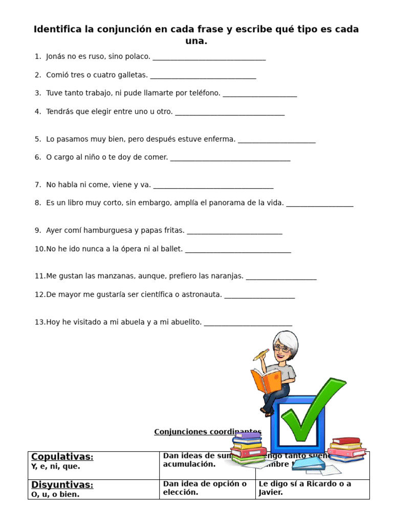 Ejercicios de Conjunciones y Preposiciones | PDF | Mecánica del ...