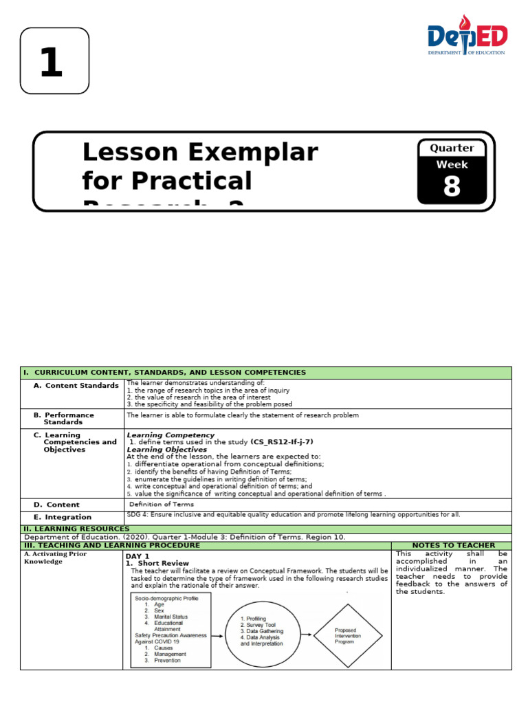 LE Q1 Practical Research 2 Week 8 | PDF | Learning | Teachers